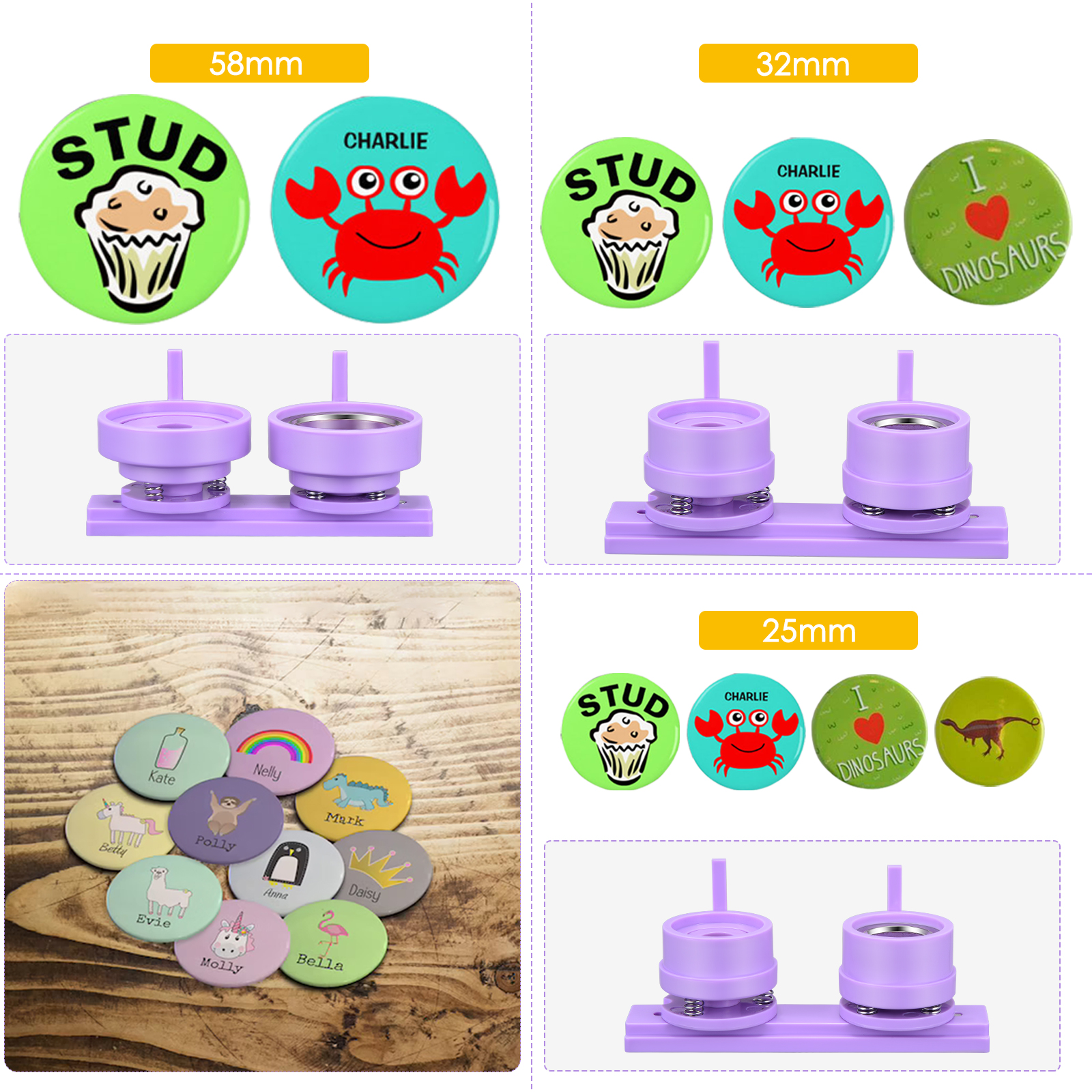 [Local delivery] Button Badge Maker Machine, Different size mold ,25+32 ...