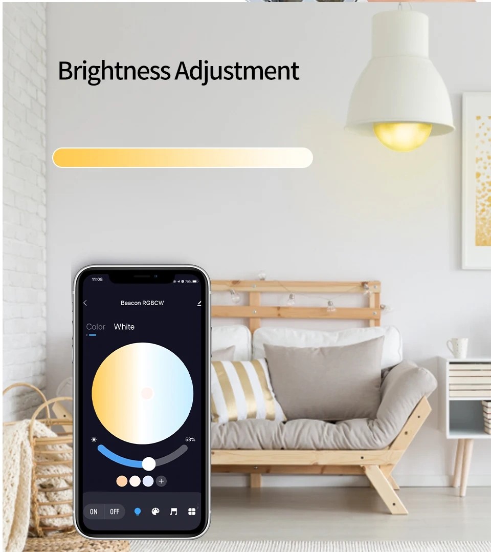 E27 LED Smart Bulb RGB Tuya Lamp Bluetooth APP Control Dimmable Ampoule ...