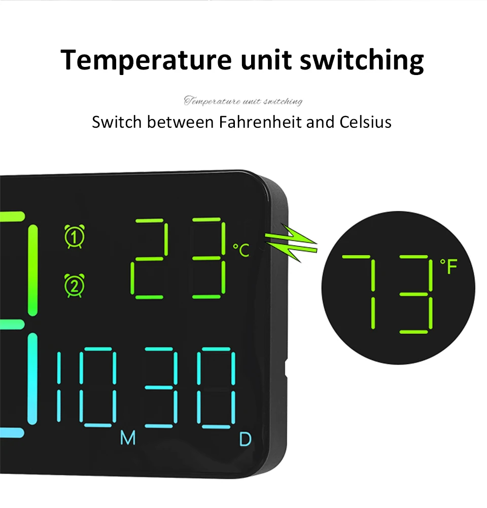 13" Large Digital Alarm Clock with 11Color & Dynamic RGB Display LED ...