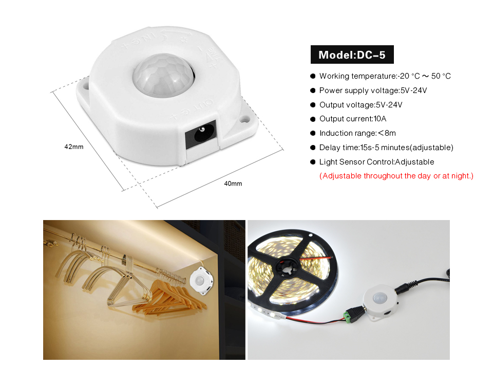High Sensitive PIR Motion Sensor Light Switch DC 5V - 24V Automatic ...