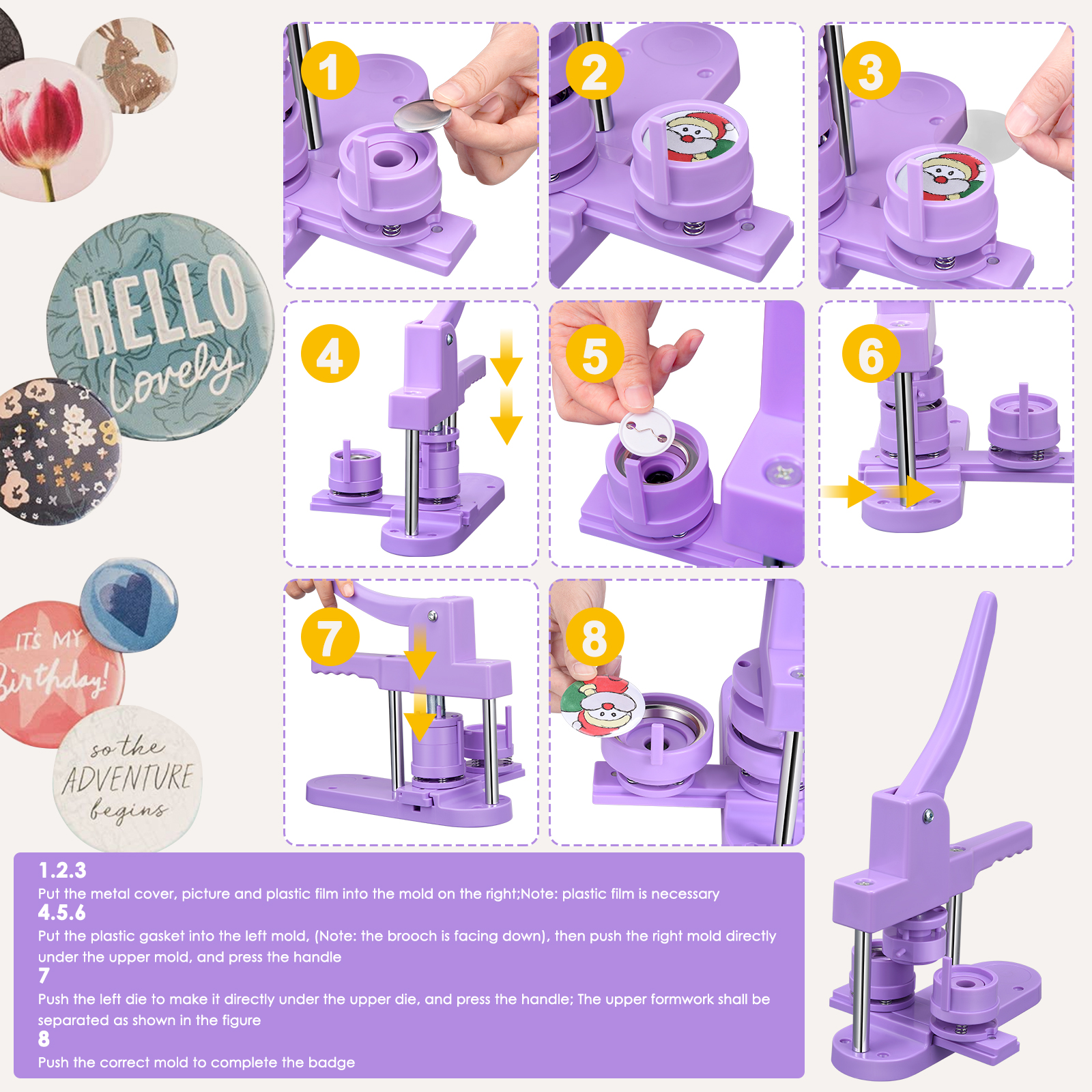 [Local delivery] Button Badge Maker Machine, Different size mold ,25+32 ...