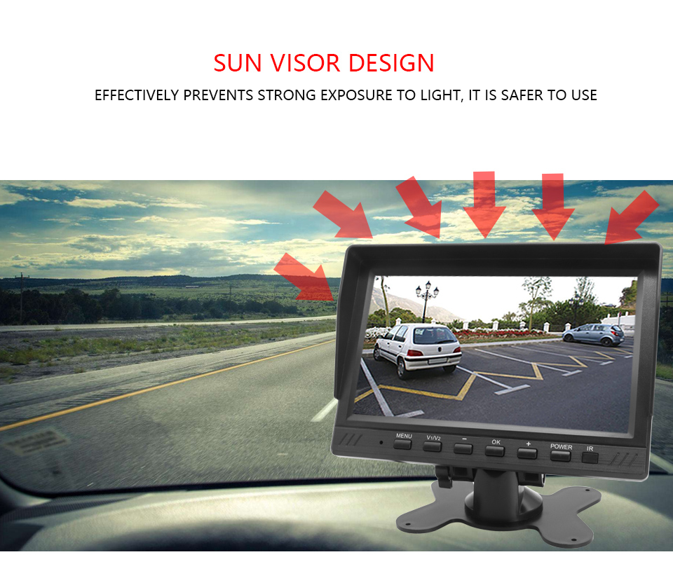 Smartour 7 INCH Screen AHD/CVBS 1080P Car Monitor LCD Display for ...