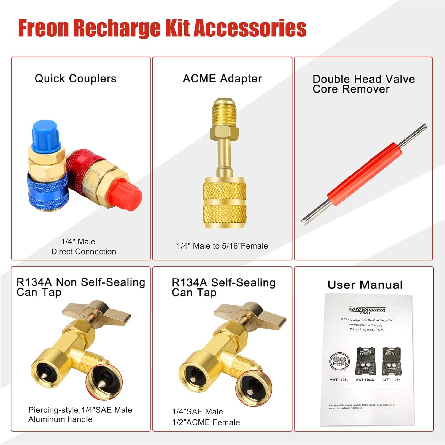 R410A R32 R22 R134A R12 Aircond Meter Set Manifold Gauge Freon Pressure ...