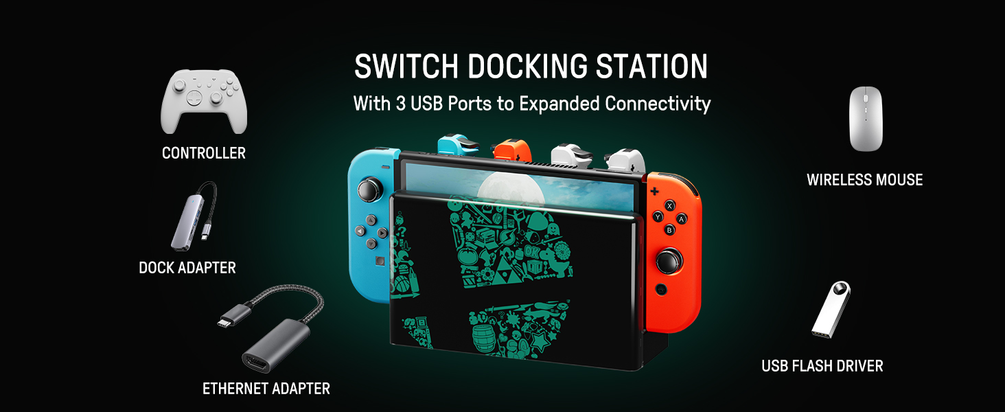Switch TV Dock Station for Nintendo Switch/OLED Charging & Docking ...