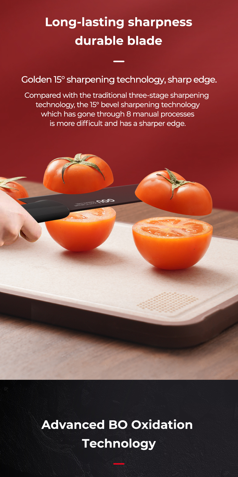OOU Crane Series Kitchen Knife Set With Scissors & Sharpener Holder (7 ...