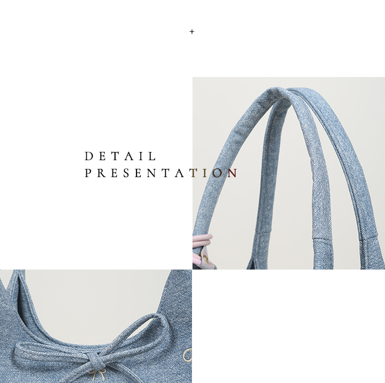 Caidre Tote Bag Female Denim Canvas Bag Commuter Portable Shoulder Bag ...