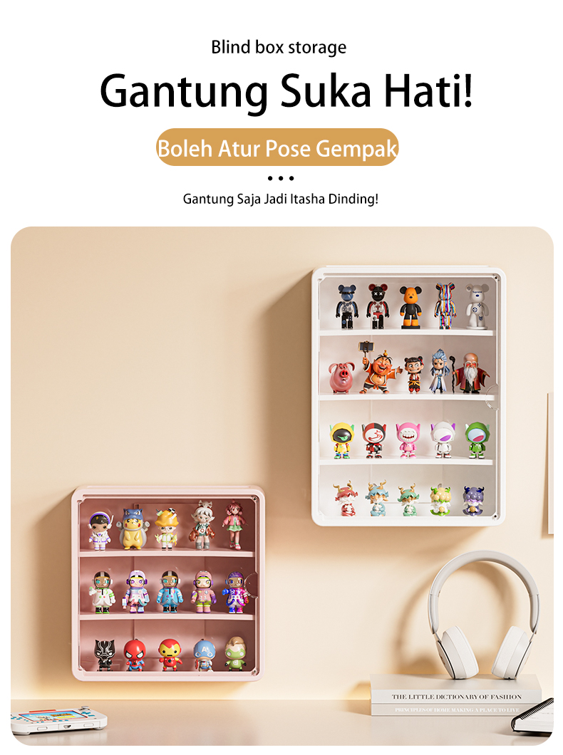 Anime Figure Transparent Box 透明盒 Boleh Simpan吧唧/流麻/立牌 磁吸门高透 Partition可拆 ...
