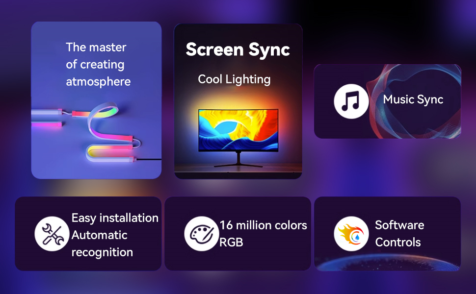 Smart RGB PC Sync Backlight Ambient PC Lighting Computer Monitor Sync ...