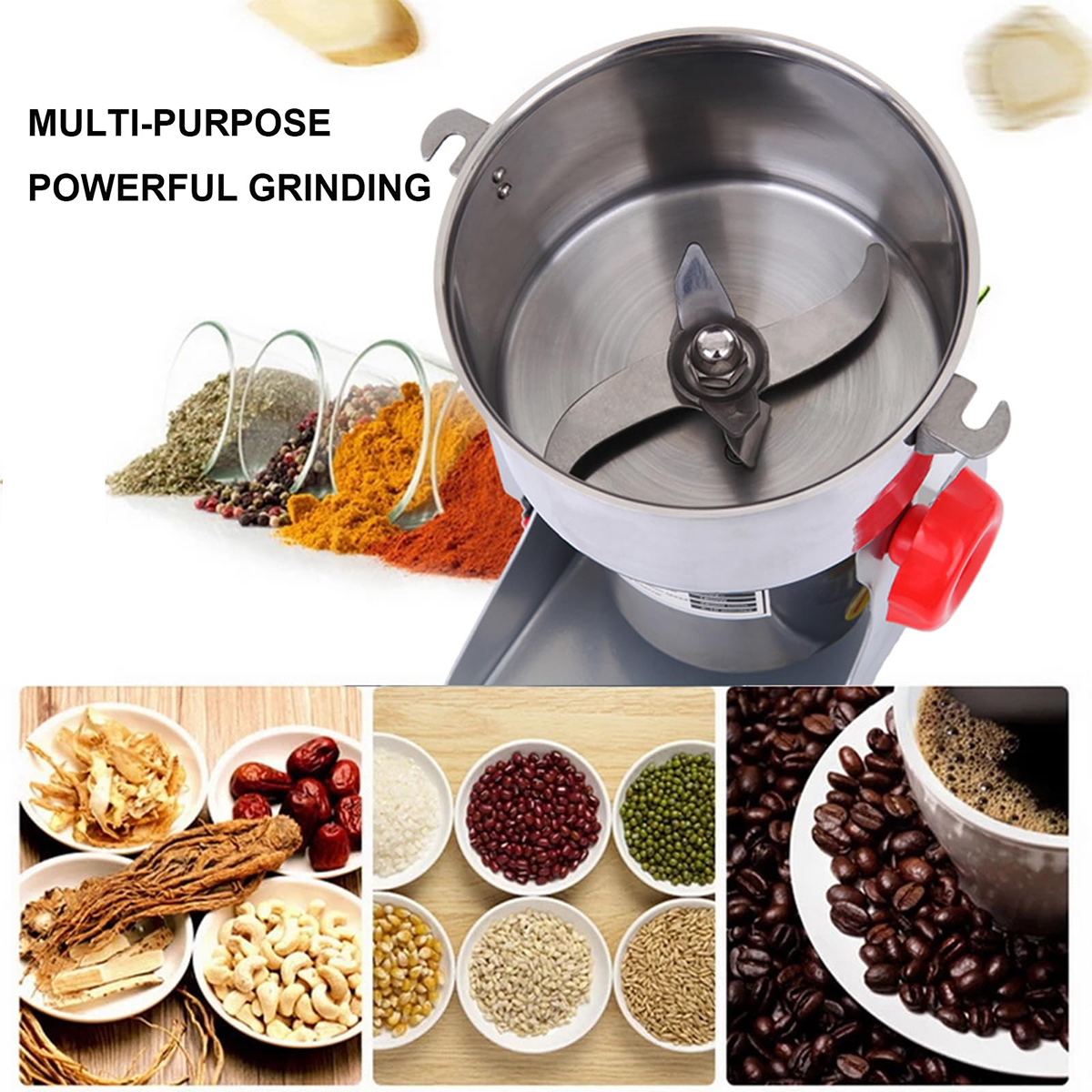 Electric Grain Grinder Mesin Pengisar Rempah Serbuk Kisar Cili Kering ...