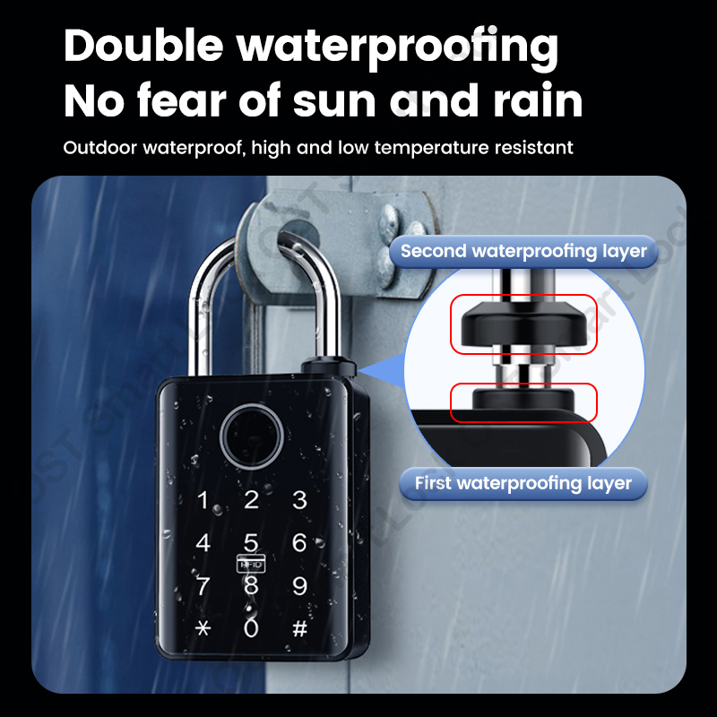 OUSHITE TUYA Waterproof Smart Padlock Heavy Duty Digital Fingerprint ...