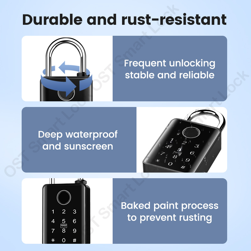 OUSHITE TUYA Waterproof Smart Padlock Heavy Duty Digital Fingerprint ...