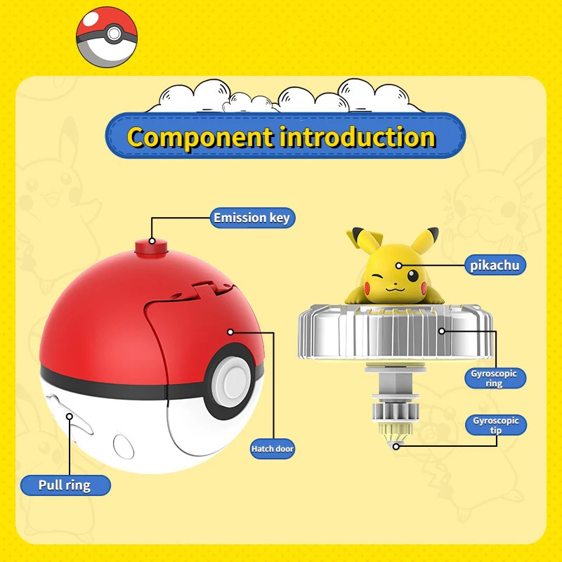 Pokémon Spinning Top Toys (Beyblade/Gyro/Gyroscope) Pikachu Eevee ...