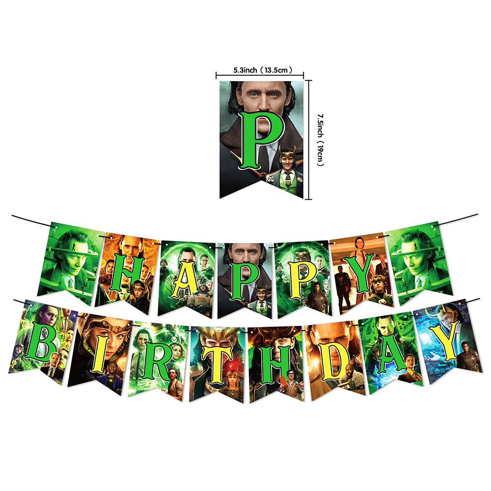 Marvel Movie Loki Themed Birthday Party Decoration Birthday Banner Cake ...