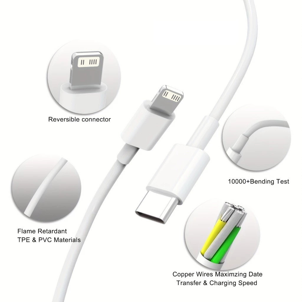 PD 20W Fast Charging Circular Foot Charger And Cable Set Ensures Phone ...