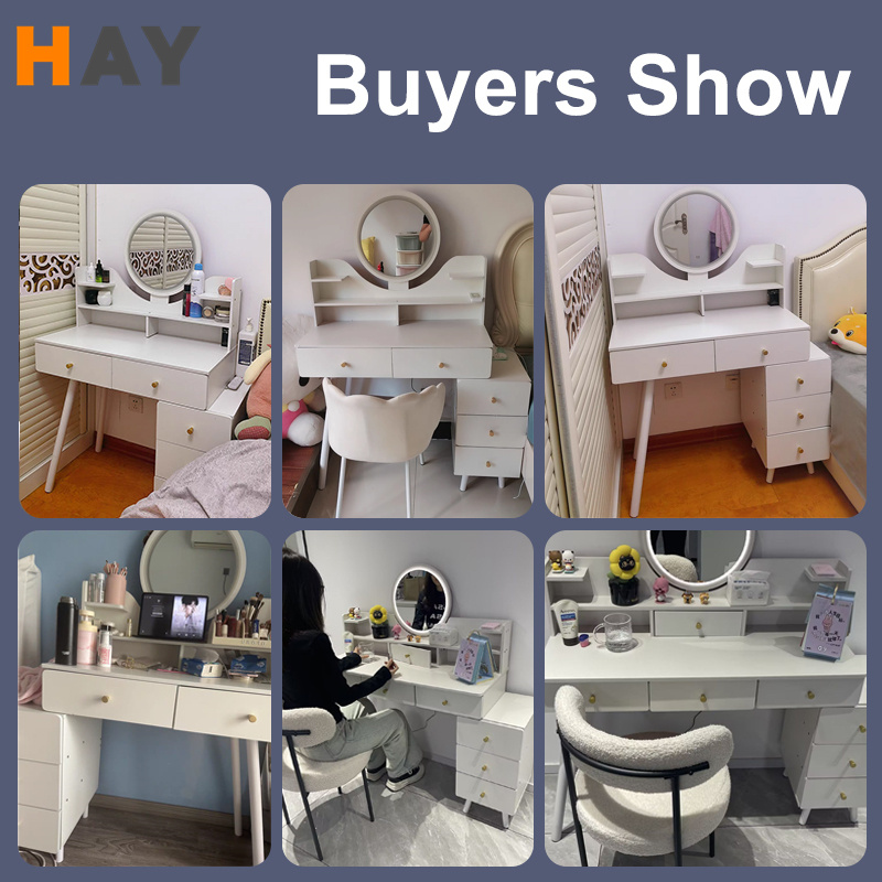 Dressing Table With Mirror Makeup Table With Expandable Side Cabinet ...