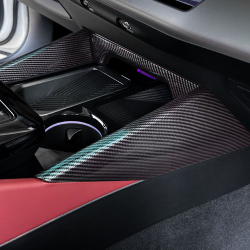 Carbon Fiber Style Car Central Control Gear Side Decorative Strips Trim ...