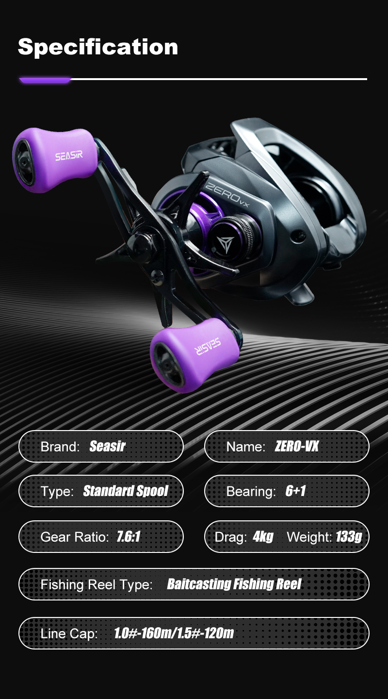 Seasir ZERO-VX 133g BFS Baitcasting Fishing Reel Ultralight 7.6:1 High ...