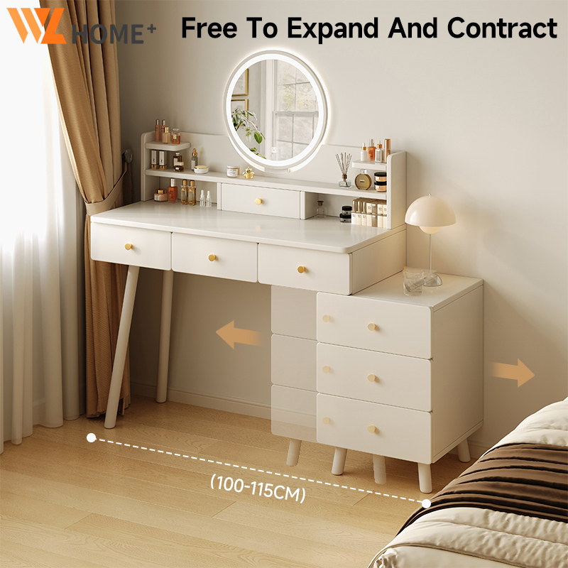 Meja Solek Meja Makeup With Expandable Side Cabinet Makeup Table With ...