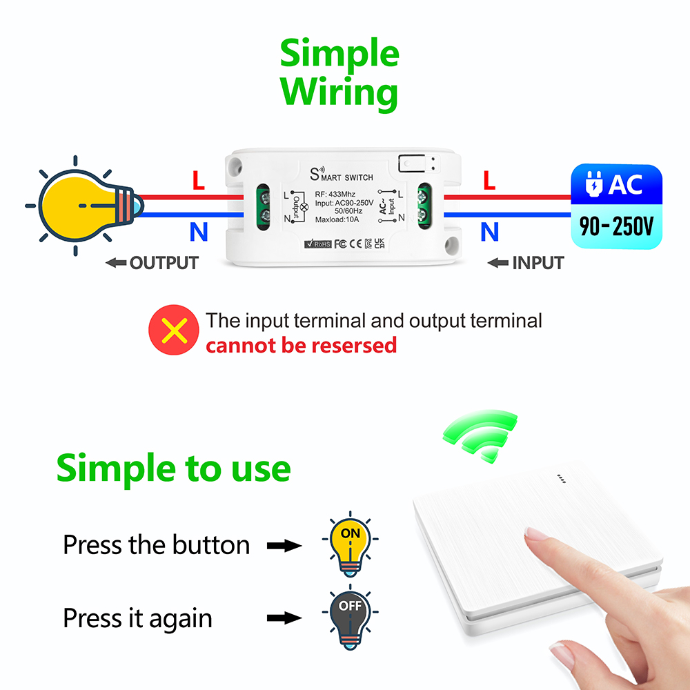 RF 433Mhz Wireless Switch and Remote Control ,smart switch Relay for ...