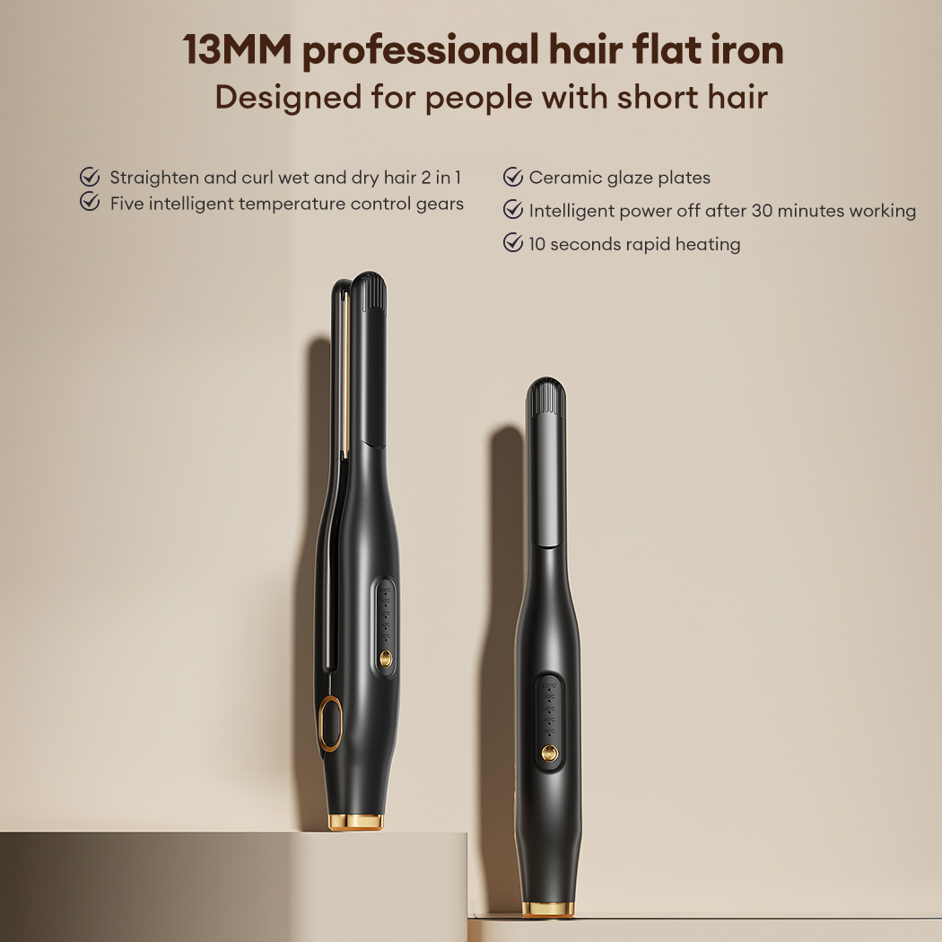 CkeyiN 2 in 1 13mm Mini Hair Straightener Man Hair Curler Men Iron Hair ...