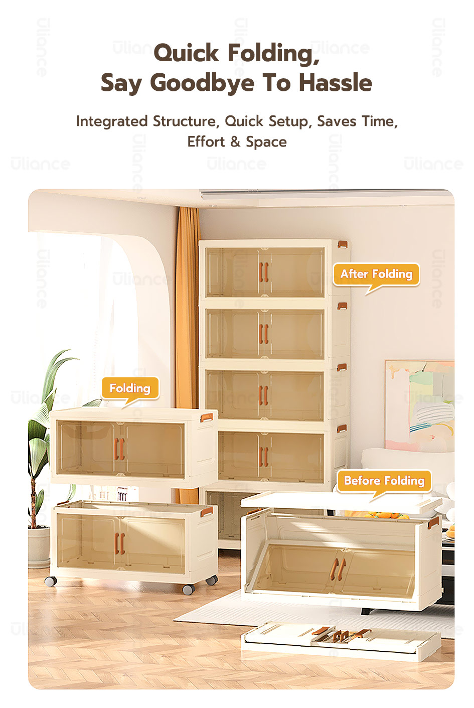 Uliance 40-60cm Plastic Folding Storage Cabinet Organizer Foldable Gap ...