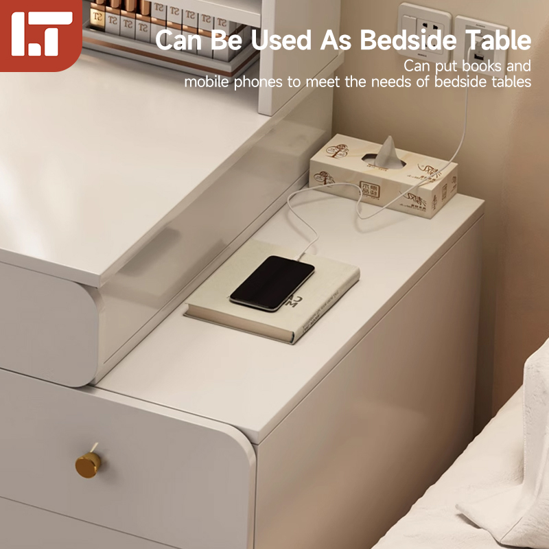 Meja Makeup Dressing Table with LED Mirror Makeup Table with Drawer and ...