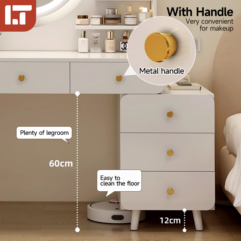 Meja Makeup Dressing Table with LED Mirror Makeup Table with Drawer and ...