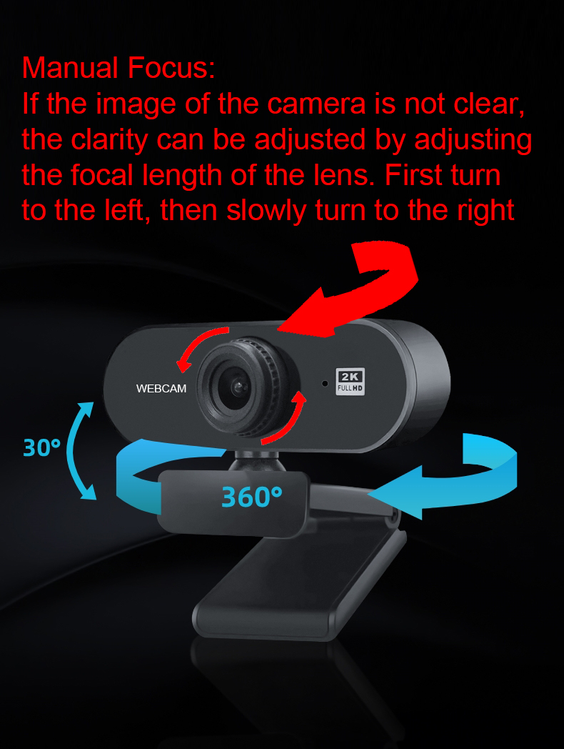 HD 2K QUAD Webcam USB Camera with Built in Microphone Suitable for Live ...