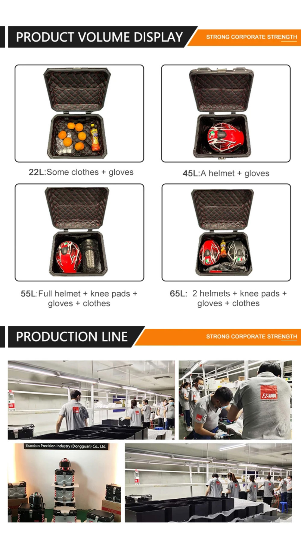 𝟰𝟱/𝟱𝟳/𝟲𝟱𝐋 Motorcycle Aluminium Top Box Waterproof Rack Aluminum Safety ...