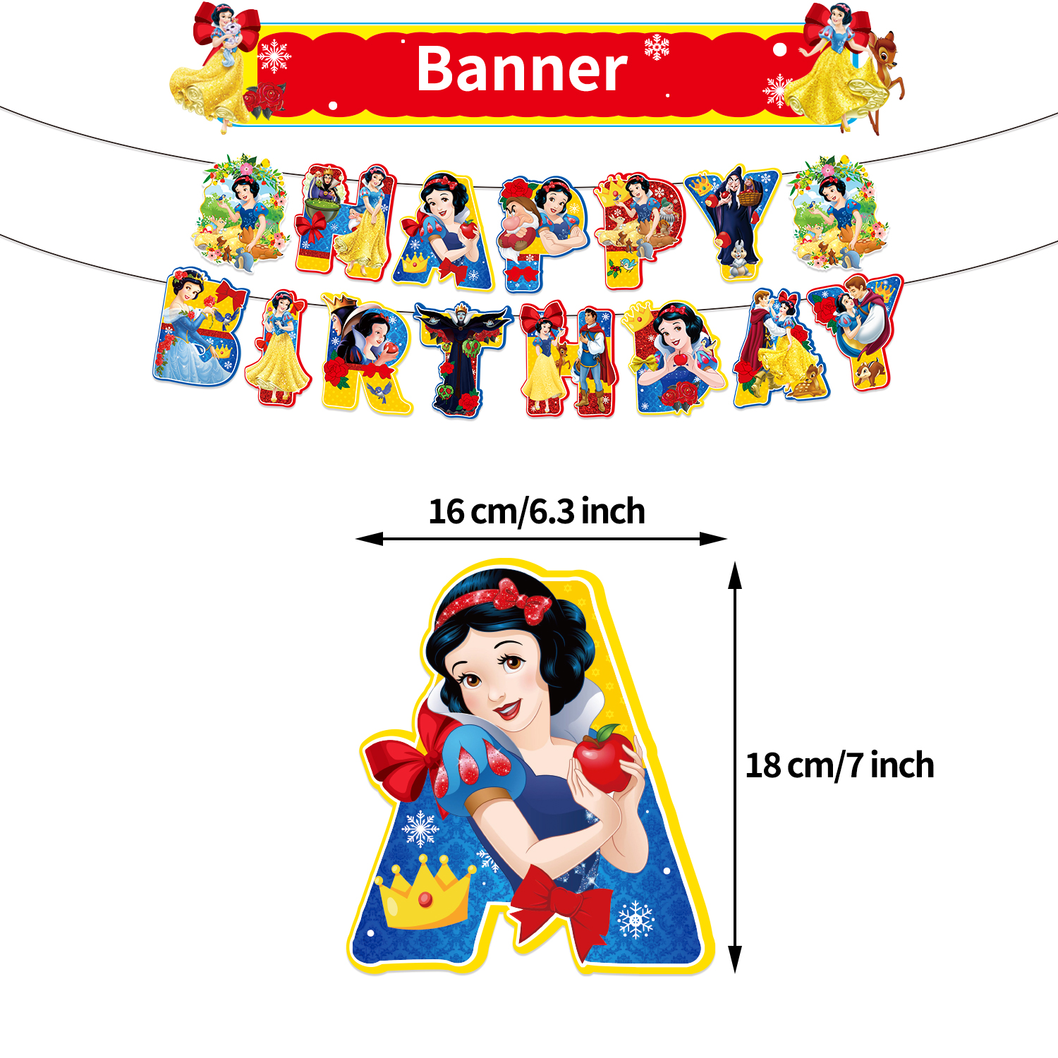 1set Snow White Princess Theme Cake Birthday Balloon Decor Set Princess ...