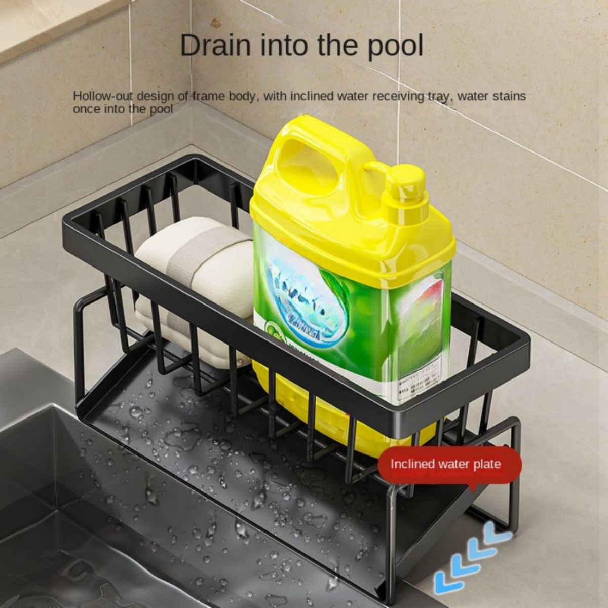 Multifunctional Sponge Rack Drainer Kitchen Shelf Sink Rag Dishwashing ...