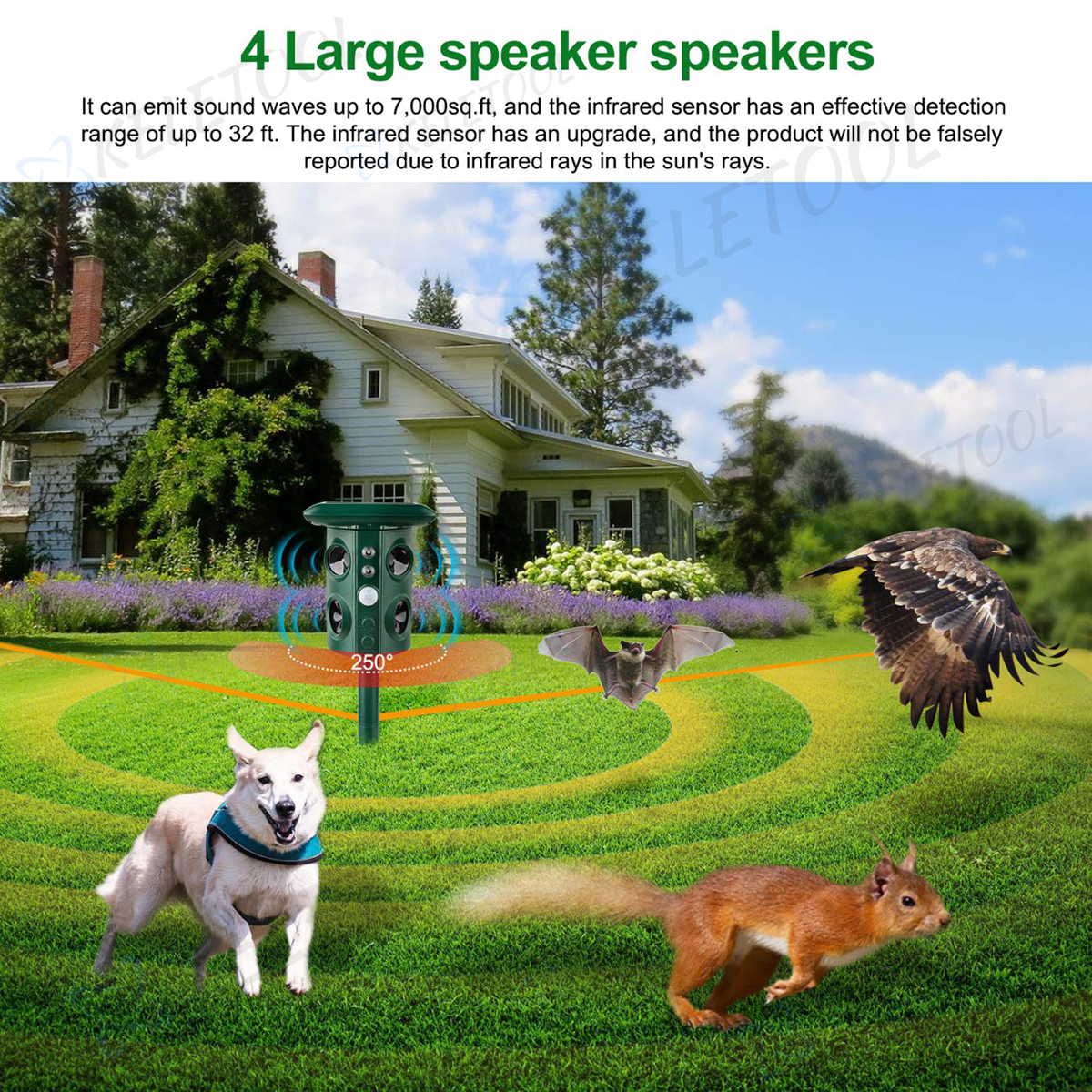 Cat Repeller Sonic Ultrasonic Solar Power Repeller Animal Ultrasound ...
