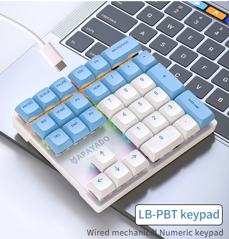APAYADO K33 Mini Numeric Keyboard 33Keys Blue Mechanical Shaft RGB PBT ...