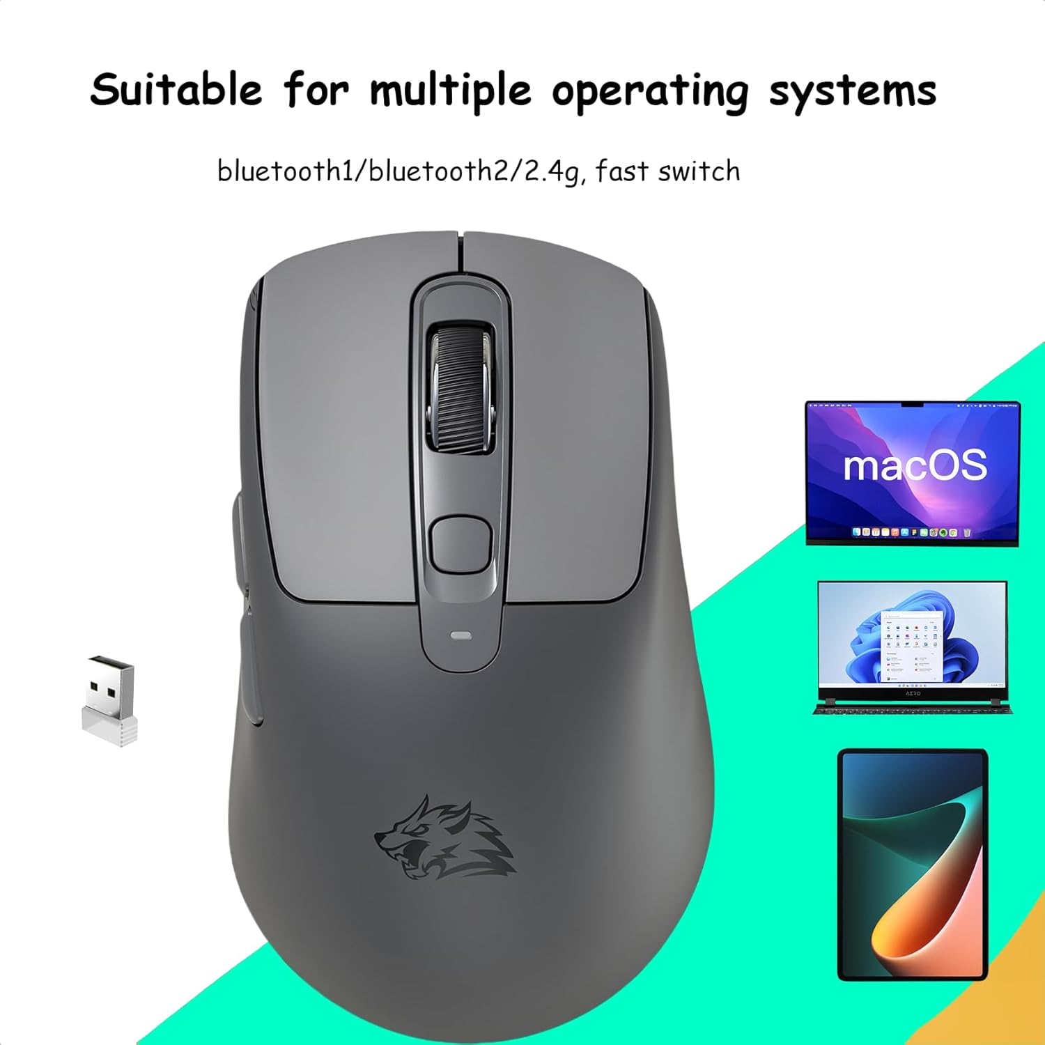Free Wolf A3 Wireless Mouse Ergonomic Lightweight Bluetooth 2.4g Dual ...