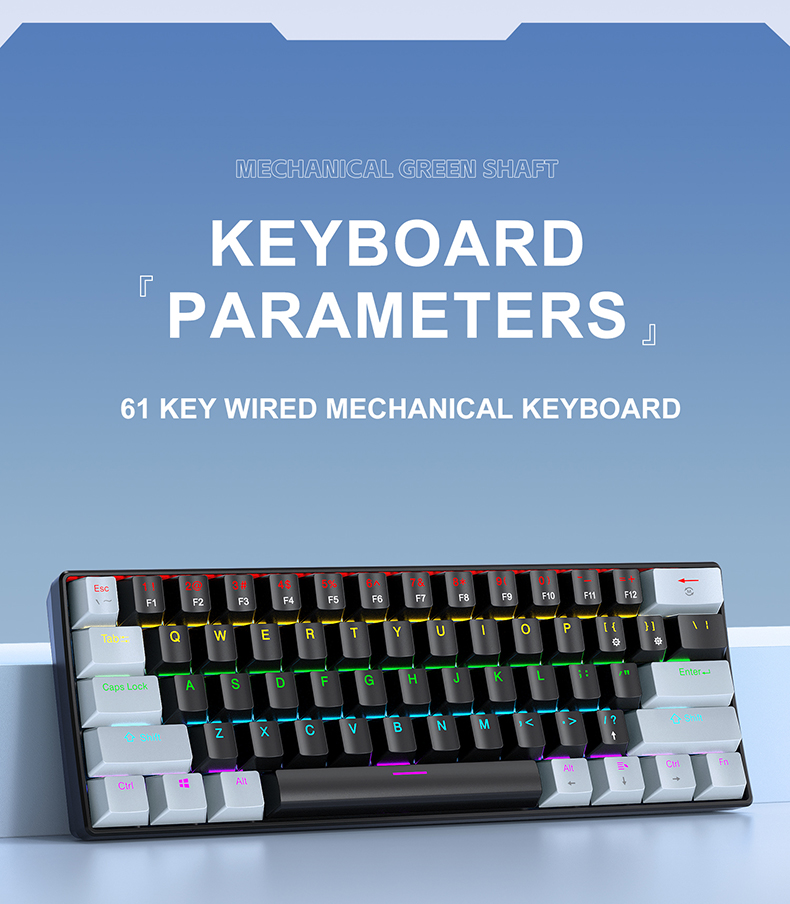 APAYADO K61 Wired Mechanical Keyboard 60% Portable Mini Wired Keyboard ...