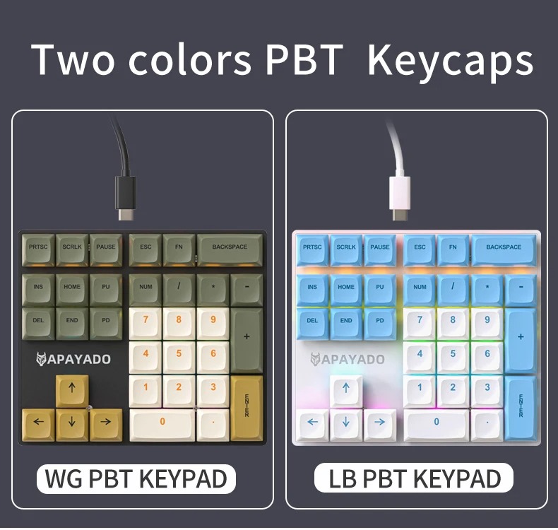 APAYADO K33 Mini Numeric Keyboard 33Keys Blue Mechanical Shaft RGB PBT ...
