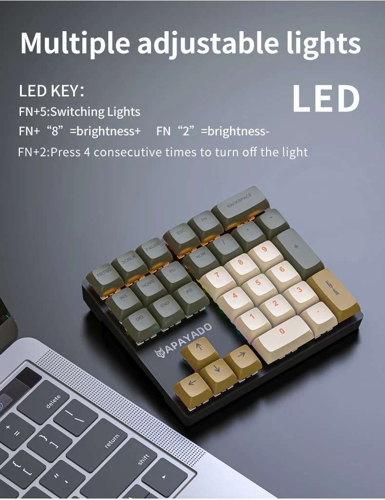 APAYADO K33 Mini Numeric Keyboard 33Keys Blue Mechanical Shaft RGB PBT ...
