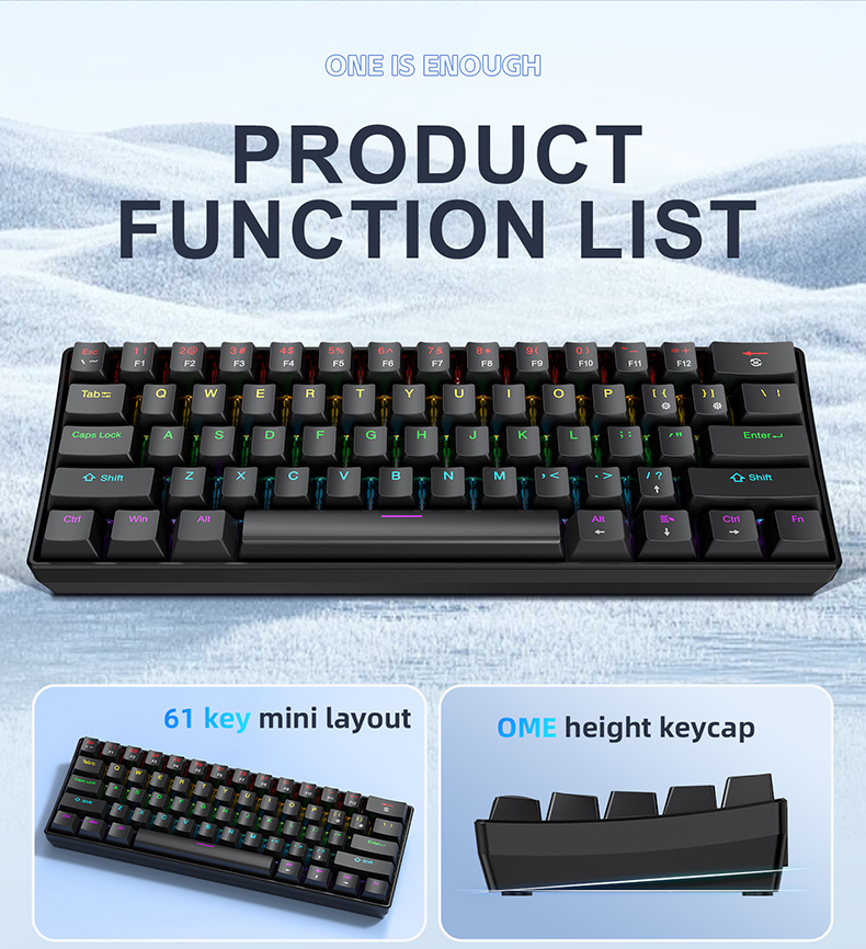 APAYADO K61 Wired Mechanical Keyboard 60% Portable Mini Wired Keyboard ...