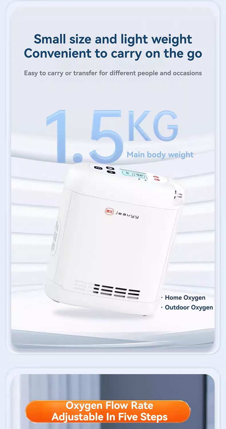 Rechargeable Oxygen Concentrator 1L-5L Adjustable 90% Pure Oxygen ...