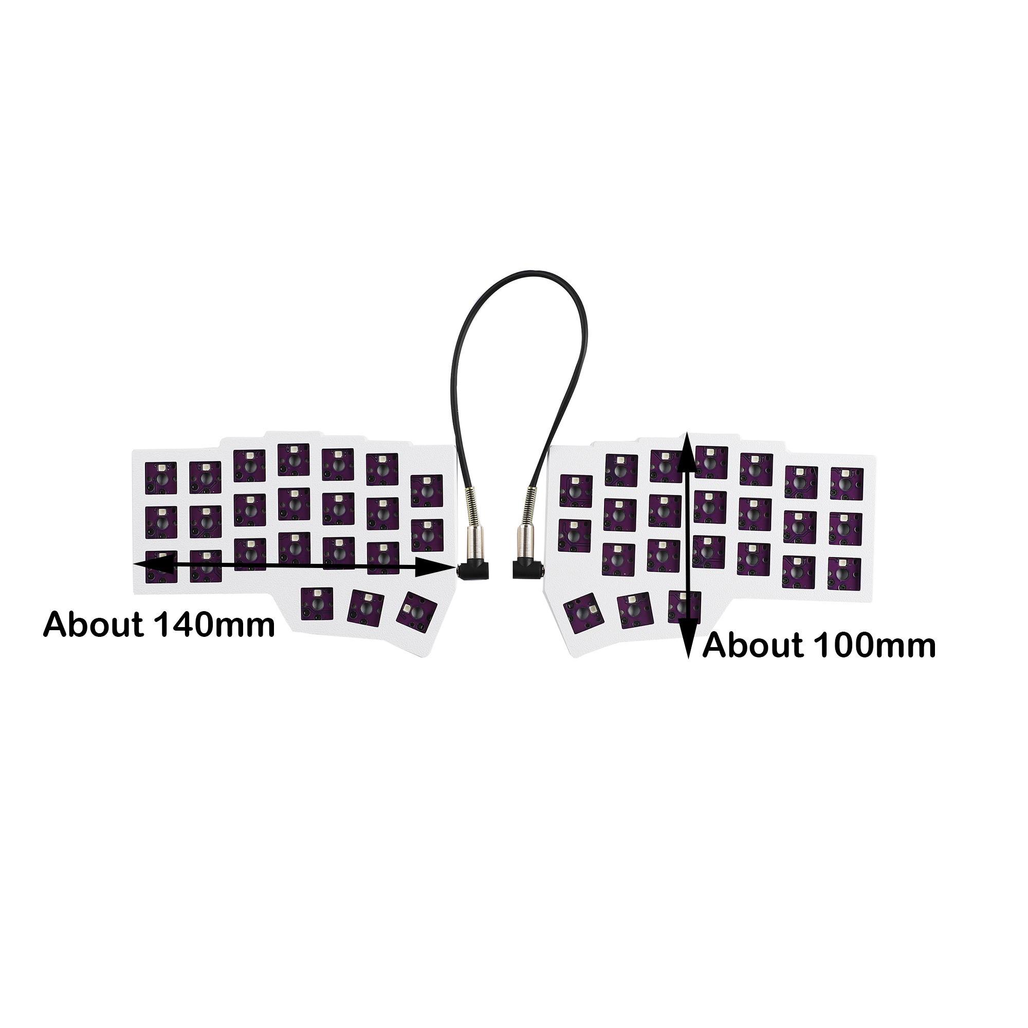 YMDK Low Profile Split 46 Keys Corne V4.1 Ergonomic Hotswappable 40% Layout 3D Print Case Wired ...