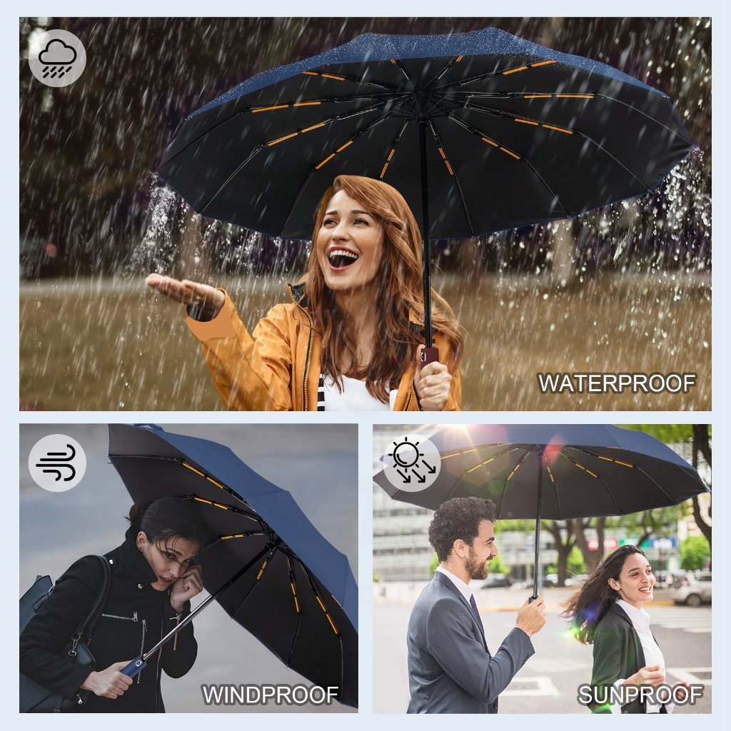 24 Bones Automatic UV Umbrella Foldable Umbrella Auto Open Close ...