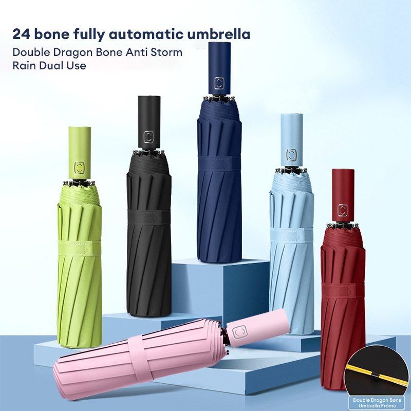 24 Bones Automatic UV Umbrella Foldable Umbrella Auto Open Close ...