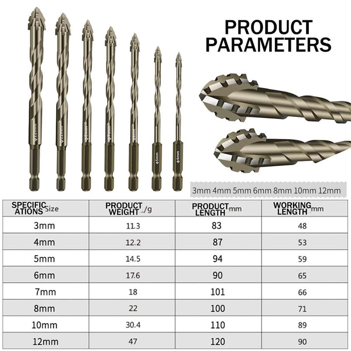 High-Strength 4-Flute Serrated Eccentric Drill Bit Kit, Four-Flute ...