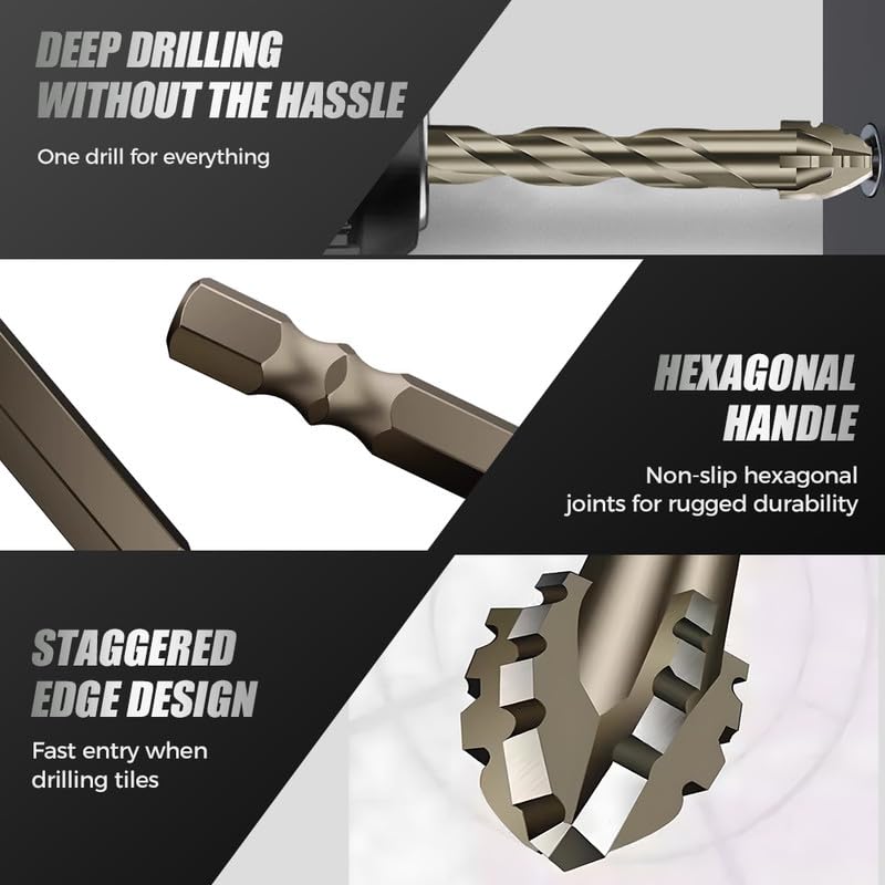 High-Strength 4-Flute Serrated Eccentric Drill Bit Kit, Four-Flute ...