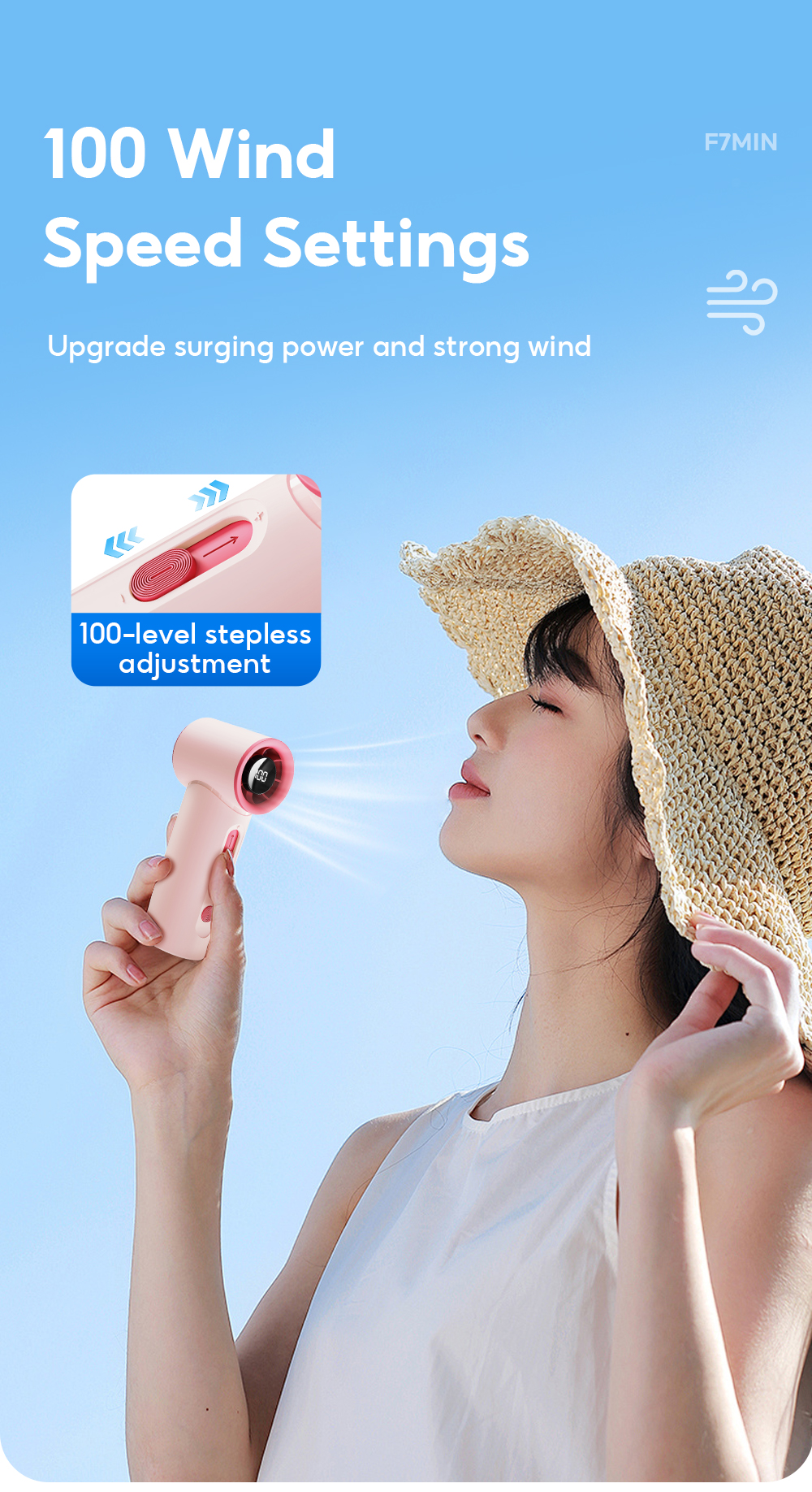 JAMAY F7Mini Portable Fan High Speed Powerful Handheld Fan 3600mAh ...