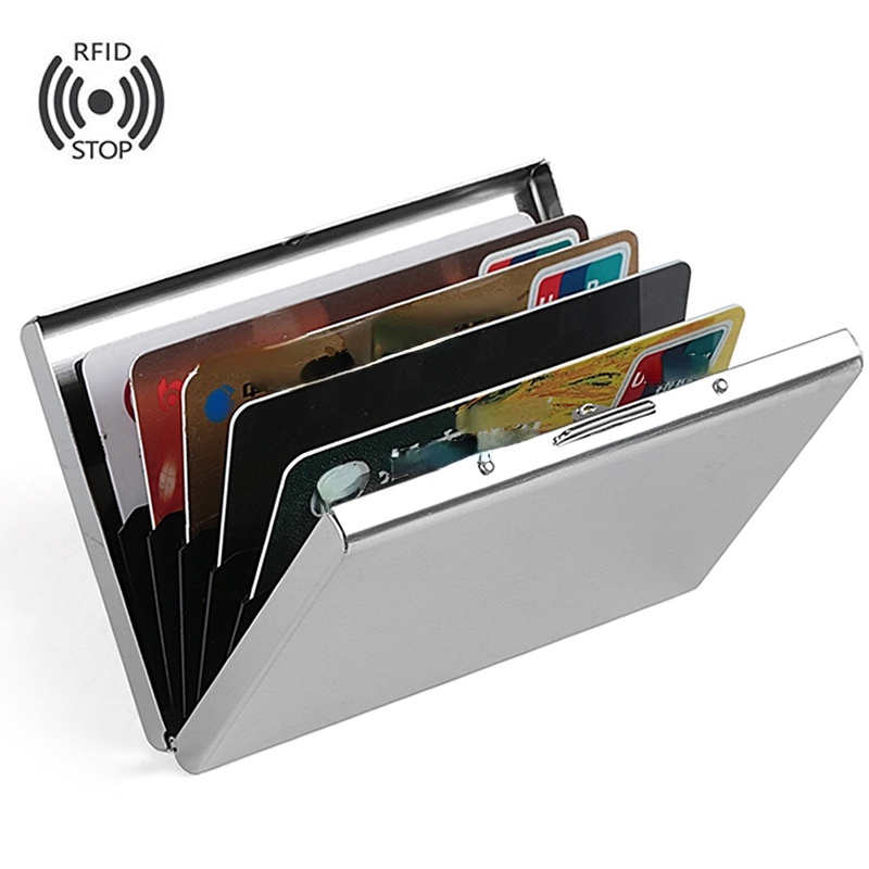 RFID Blocking Aluminum Antimagnetic Card Holder Women Men Metal Credit ...