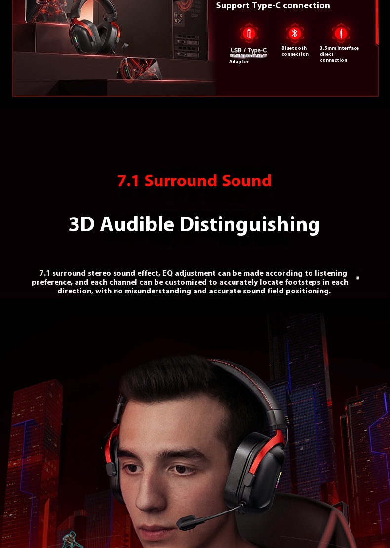 MCHOSE S9 Pro Headworn Wireless Headset Low Delay Intelligent Noise ...