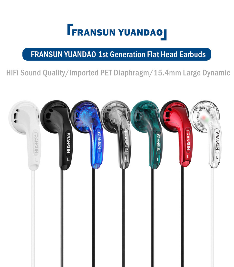 FRANSUN YUANDAO 1st Generation In Ear Earphone Flat Head Earbuds 3.5mm ...