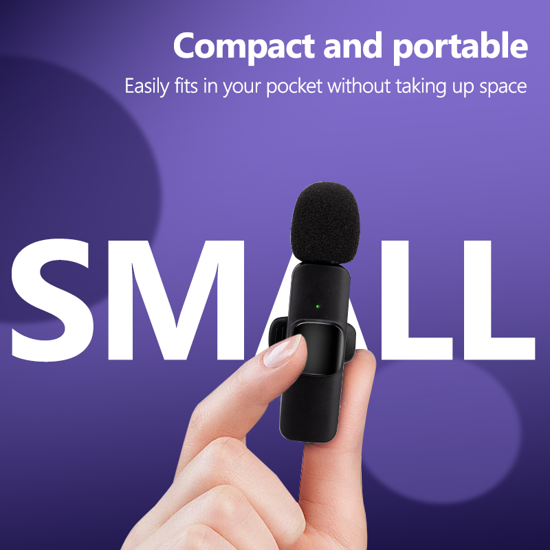 Wireless Lavalier Microphone 2 IN 1 Audio Video Recording Outdoor Mini ...