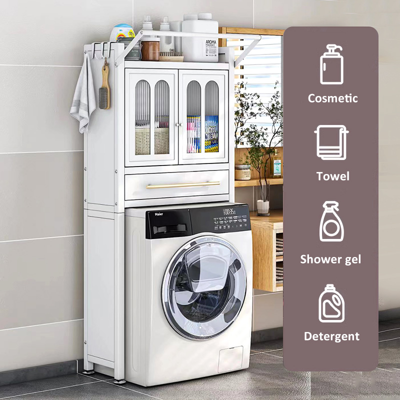 SimpleJoy Washing Machine Rack With Drying Rack Washer Shelf with Cover ...